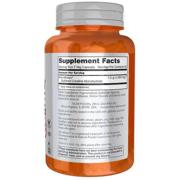 NOW Sports Kre-Alkalyn Buffered Creatine 1500mg 120 Capsules | Vitamins ...